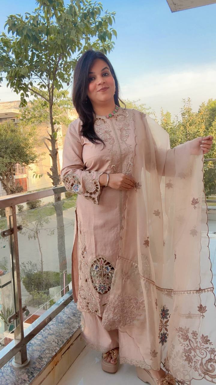 Cream Cotton silk embroidered – Preet Collections